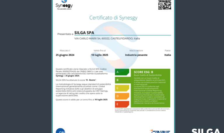 Silga Spa receives the level B as ESG score - Silga